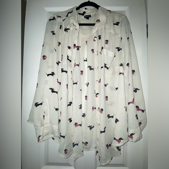 torrid | Tops | Torrid Dachshund Print Harper Blouse Sz3 | Poshmark